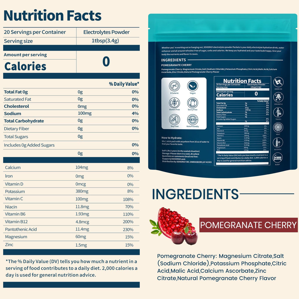 Cherry pomegranate hydration drink mix