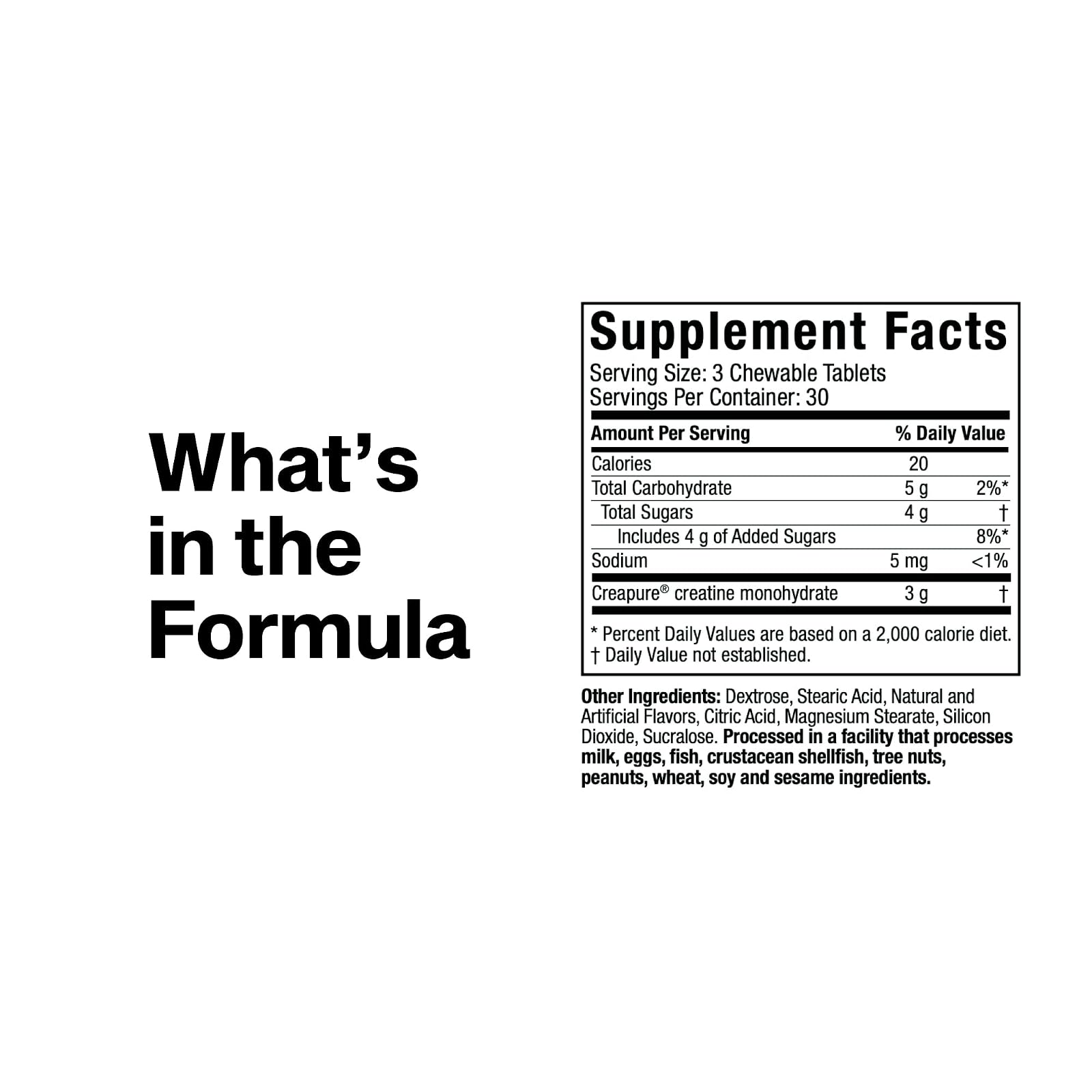 Chewable creatine monohydrate for recovery