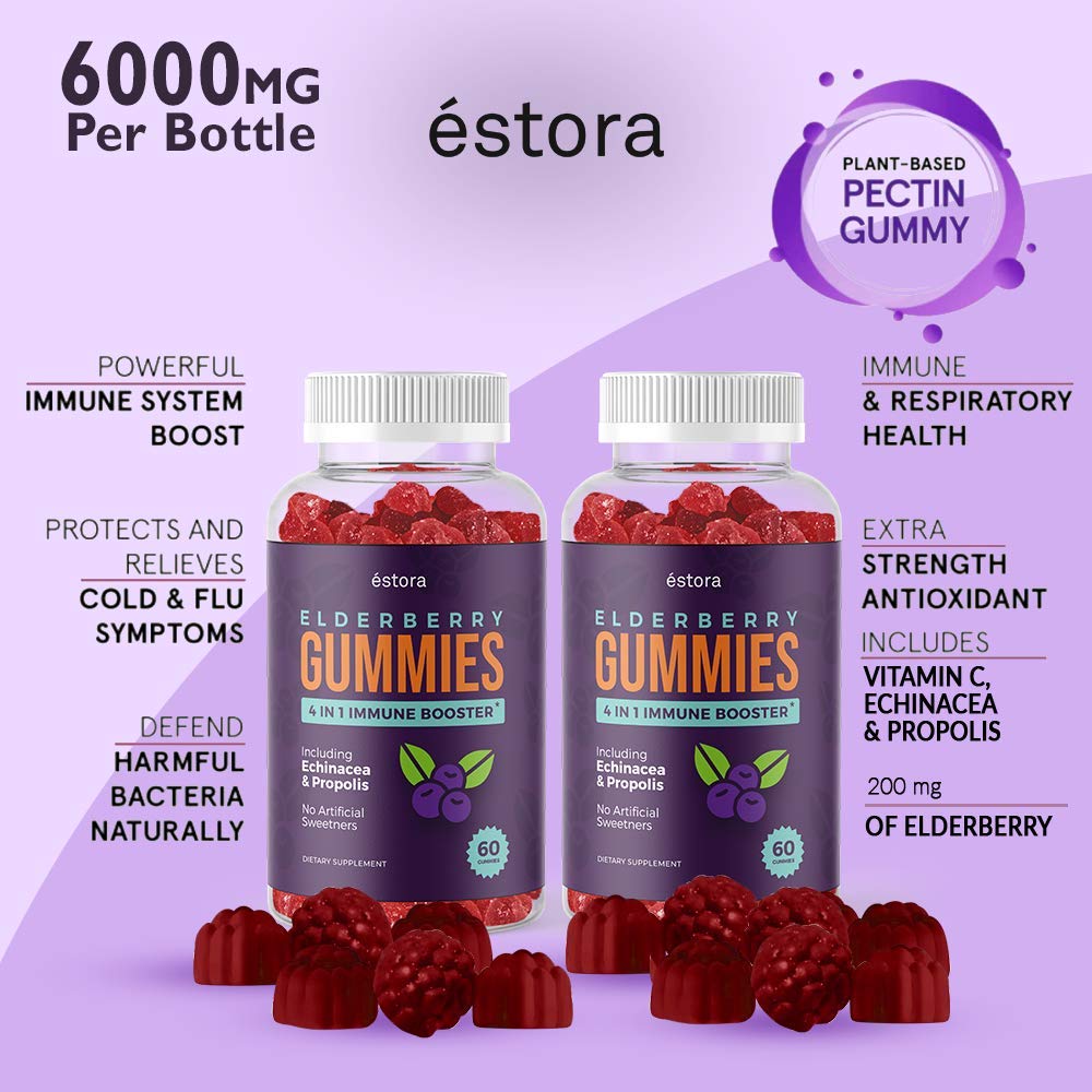Chewable elderberry gummies made in Canada