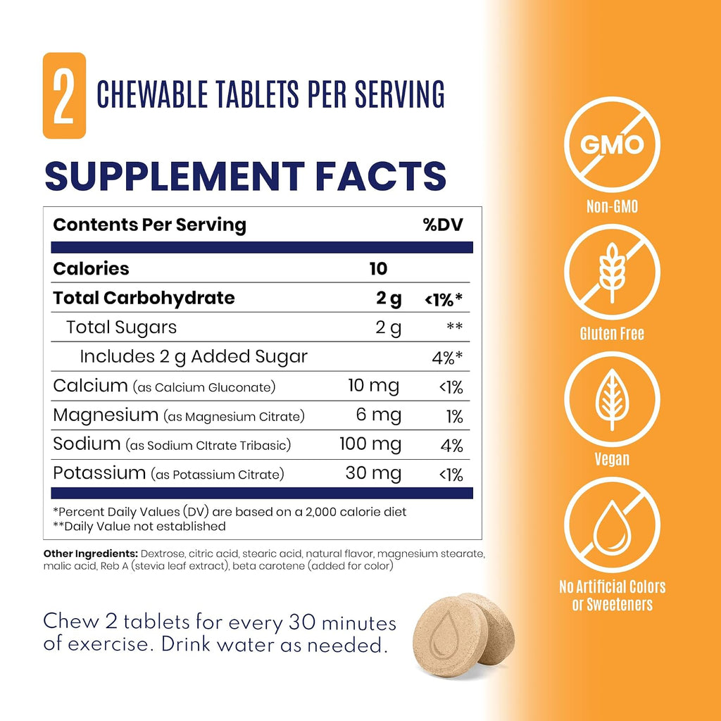 Chewable electrolyte tablets for athletes