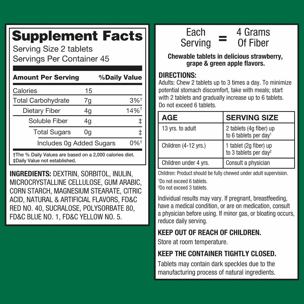 Chewable fiber tablets for digestive health