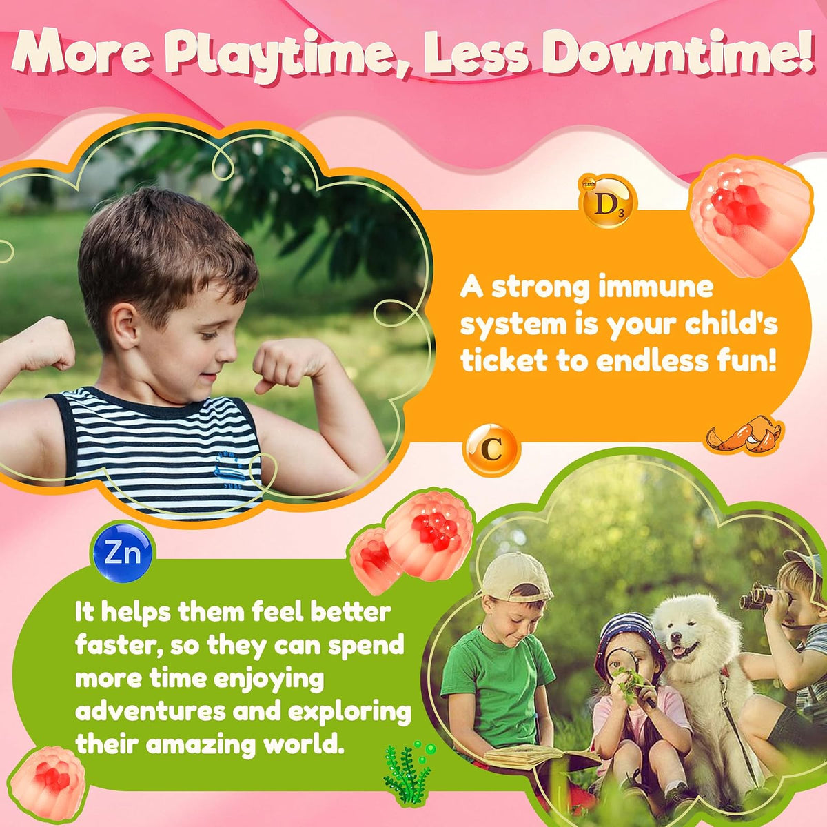 Chewable gummies for kids' health support