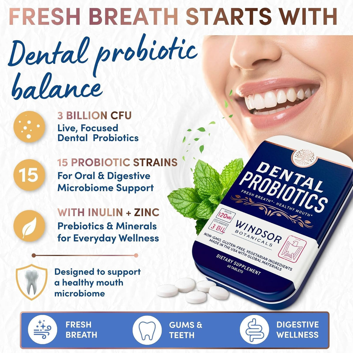 Chewable probiotics for oral health