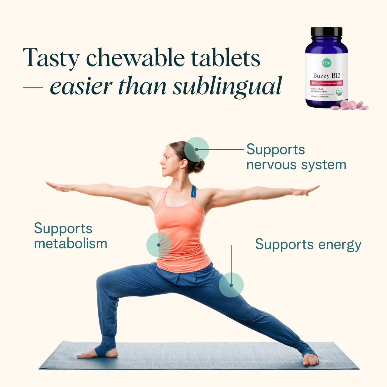 Chewable vitamin B12 for easy intake