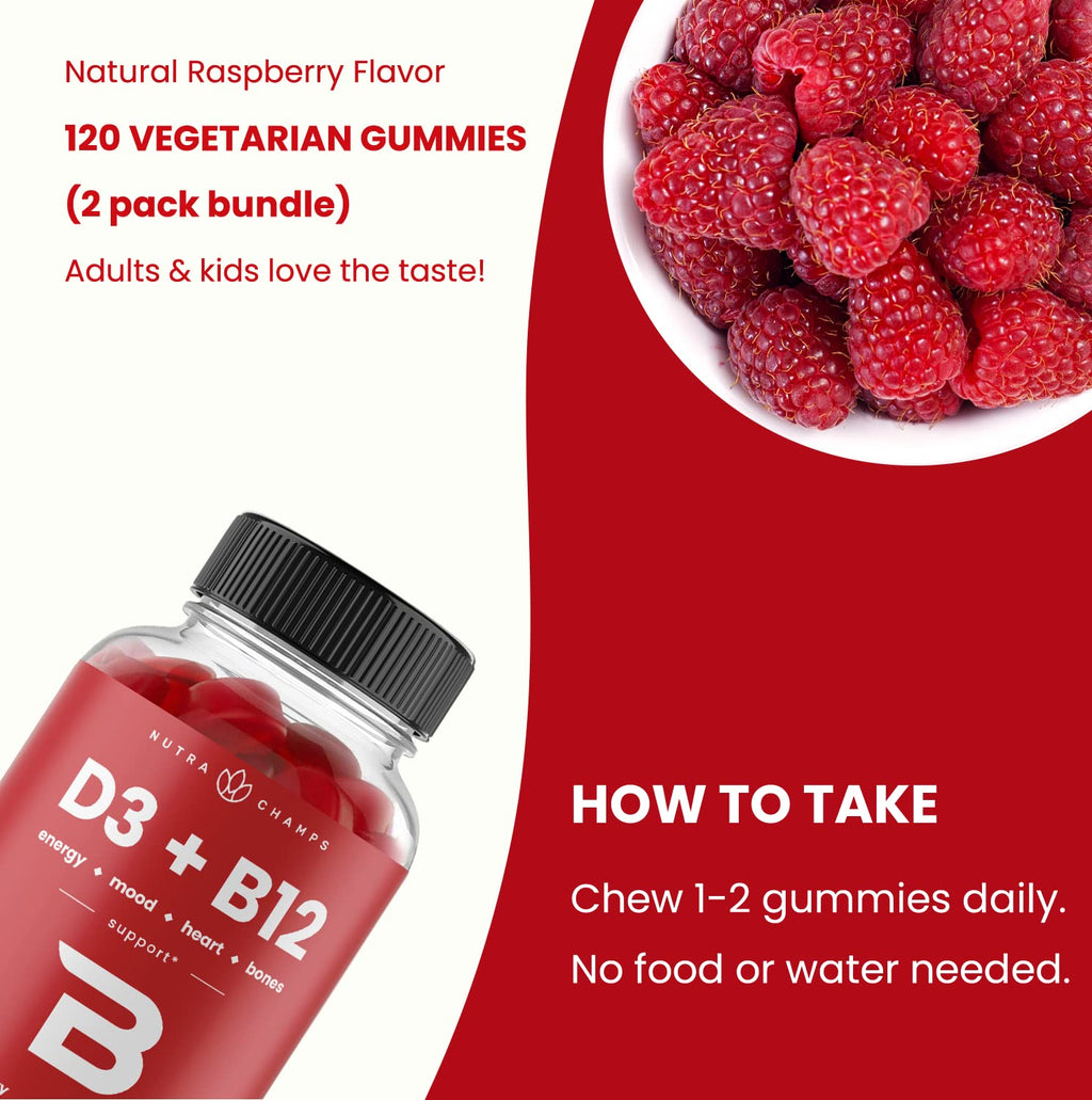 Chewable vitamin D and B12 for adults