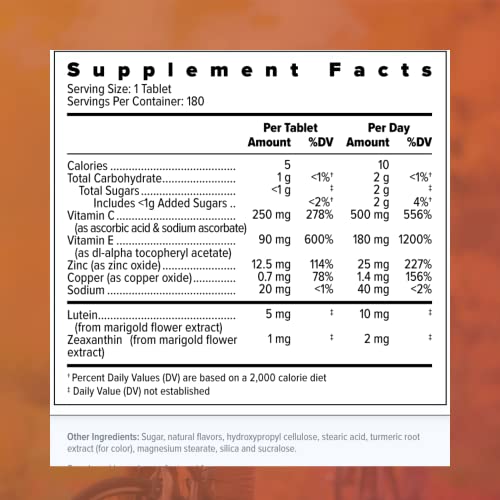 Chewable vitamins for daily eye nutrition