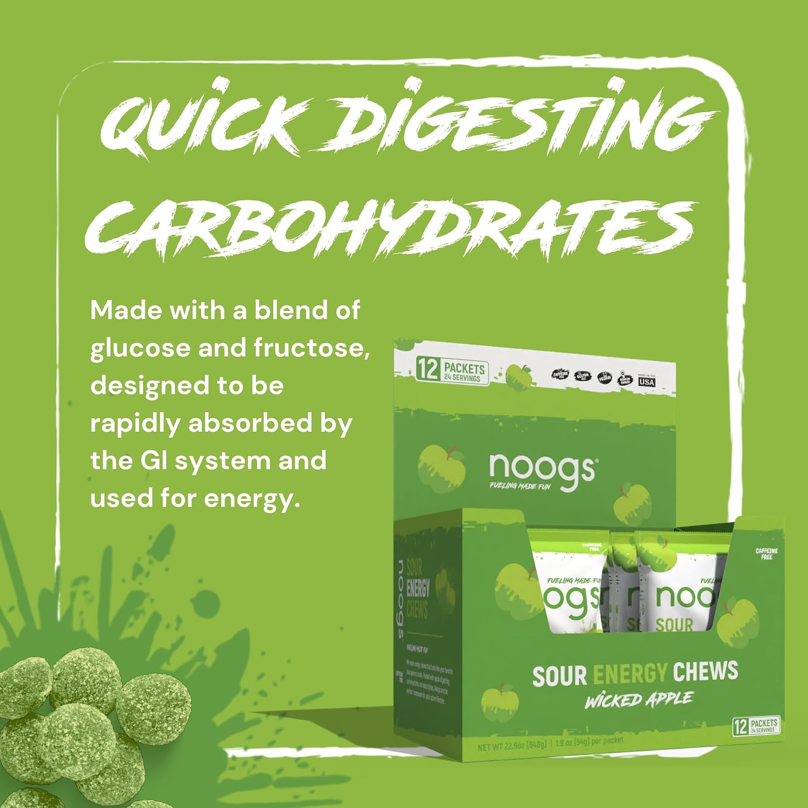 Chewy gummies for quick energy