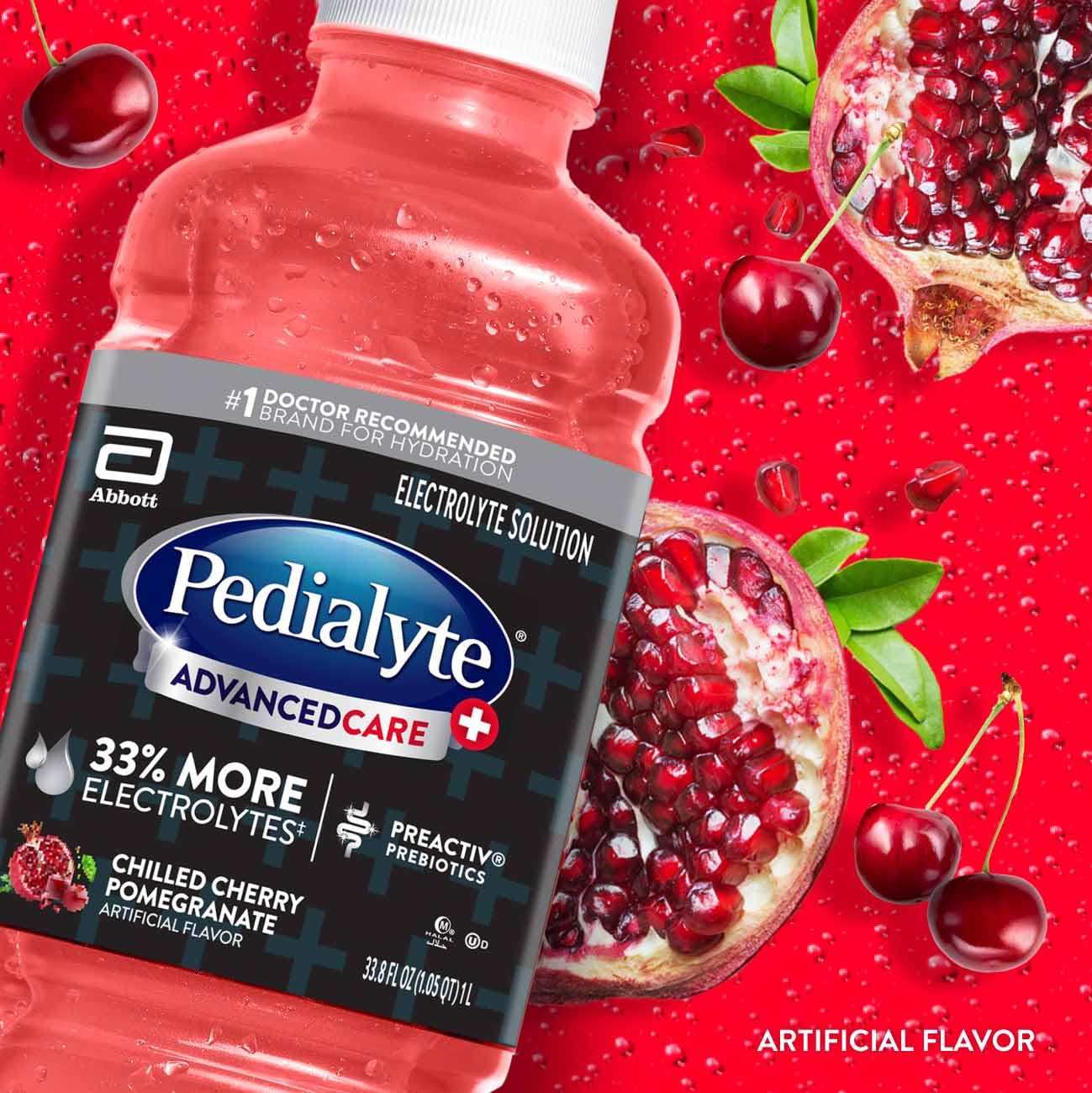 Chilled cherry pomegranate electrolyte beverage