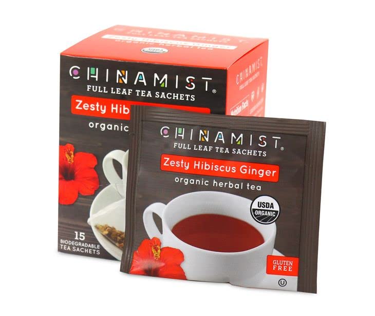 China Mist hibiscus ginger tea sachets