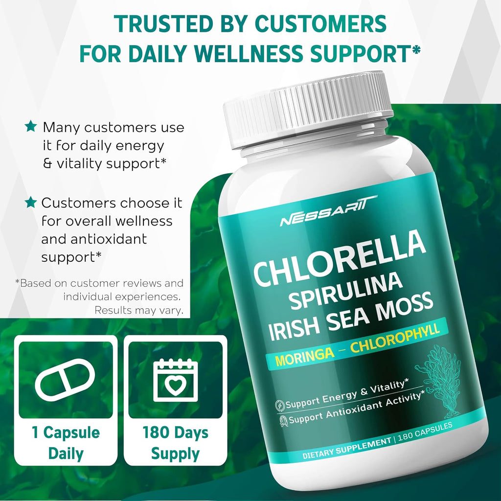 Chlorella capsules for daily nutrition boost