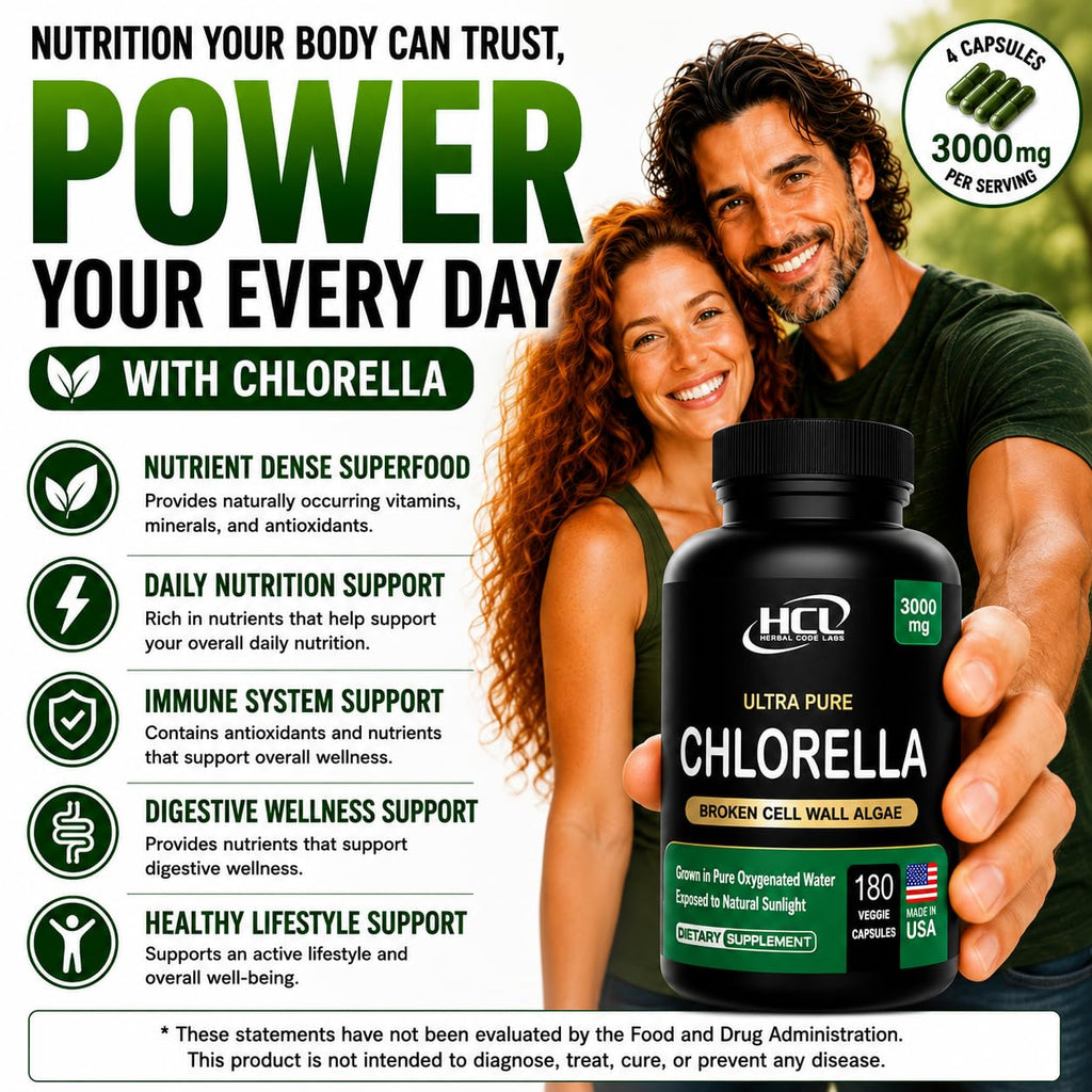 Chlorella capsules for senior vitality
