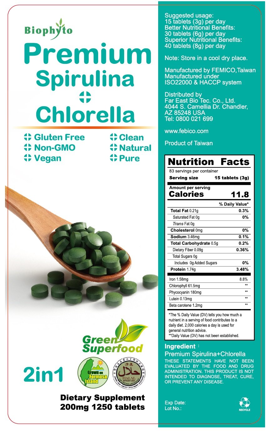 Chlorella spirulina multivitamins for energy