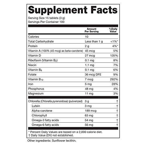 Chlorella tablets for plant-based nutrition
