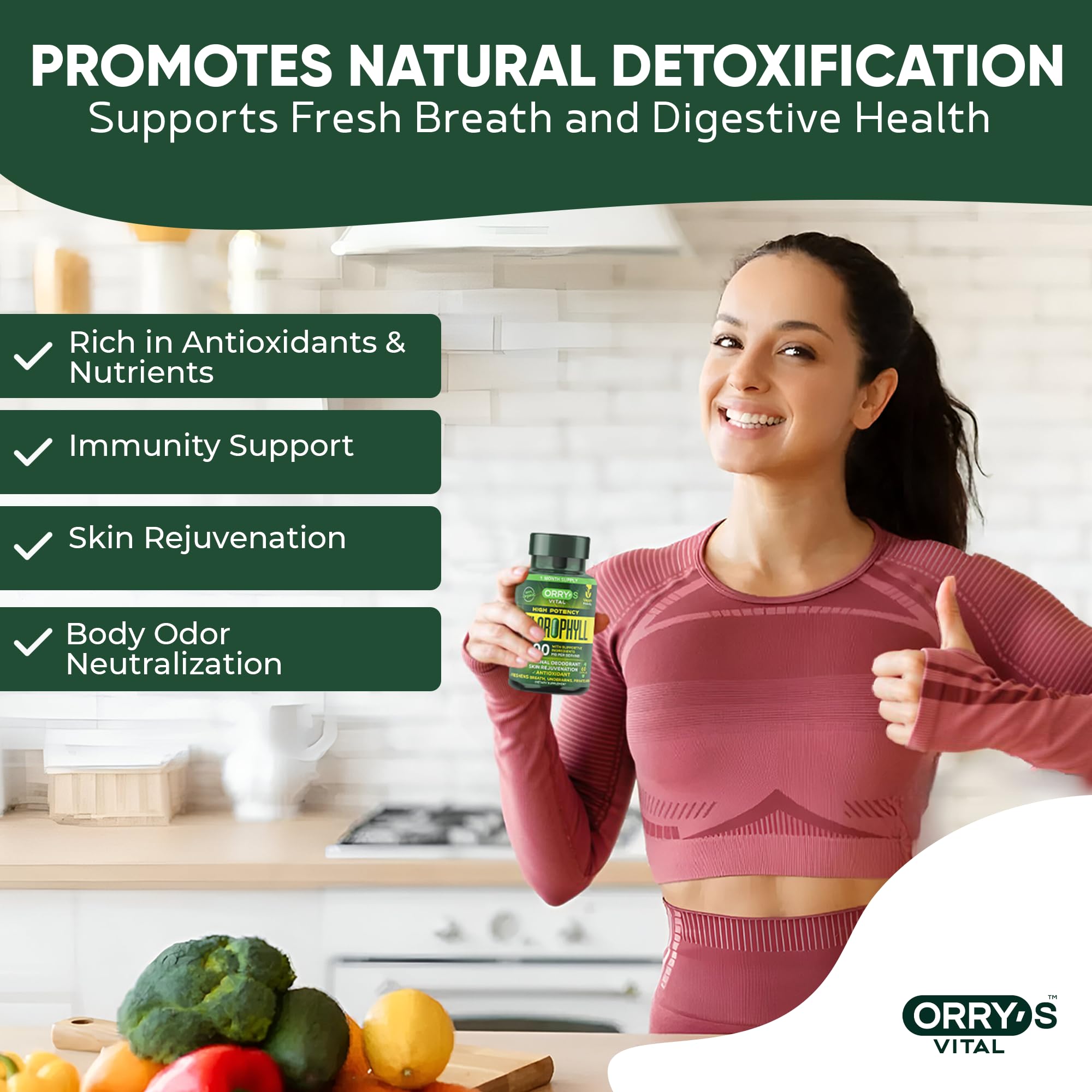 Chlorophyll capsules with mint flavour