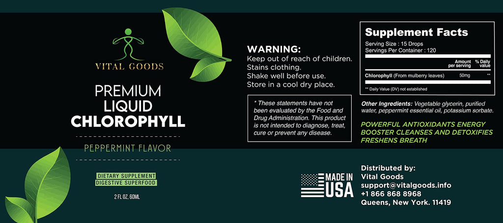 Chlorophyll drops for digestion support