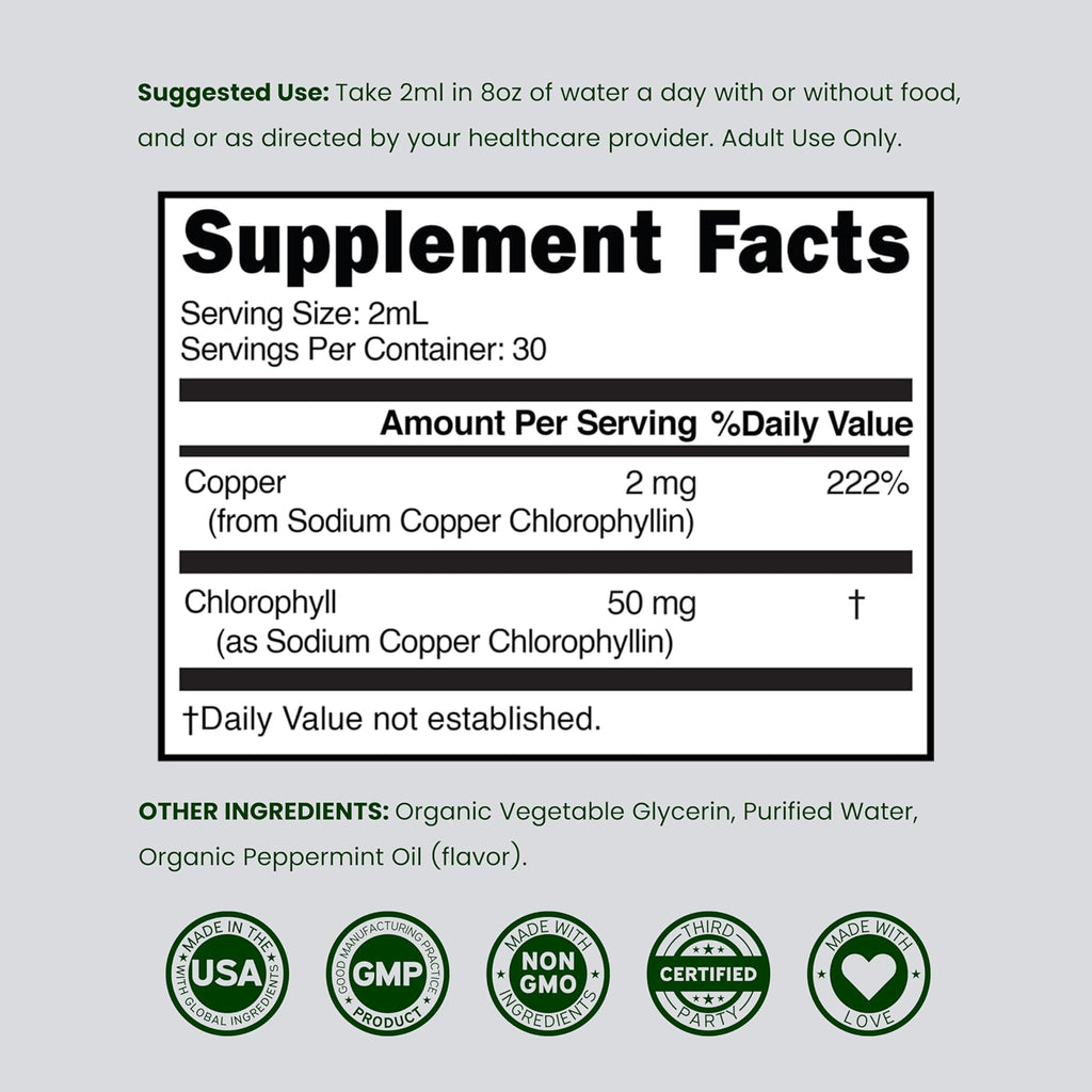 Chlorophyll drops for digestive health