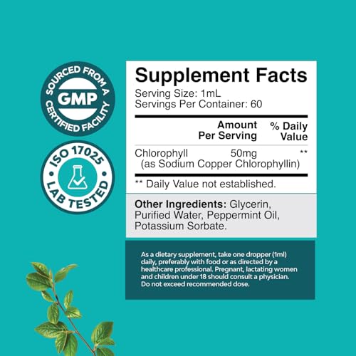 Chlorophyll drops for internal deodorizing