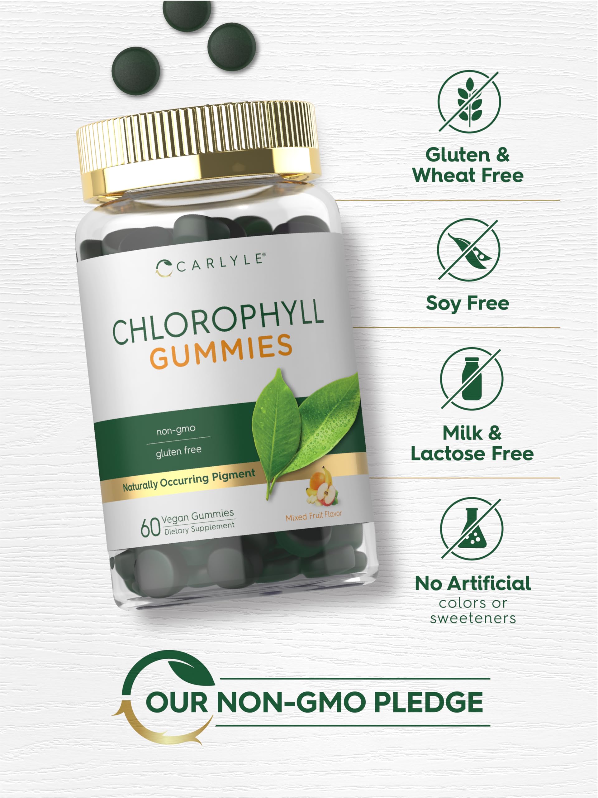 Chlorophyll gummies with mixed fruit taste