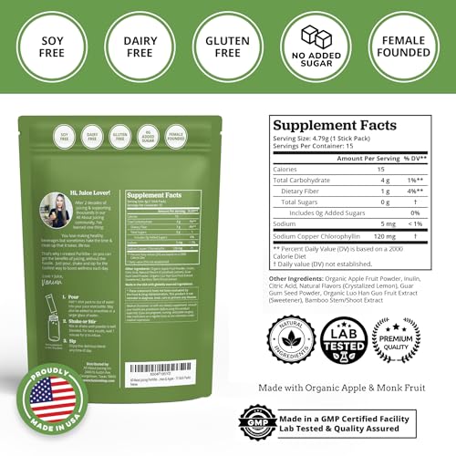 Chlorophyll powder for internal balance