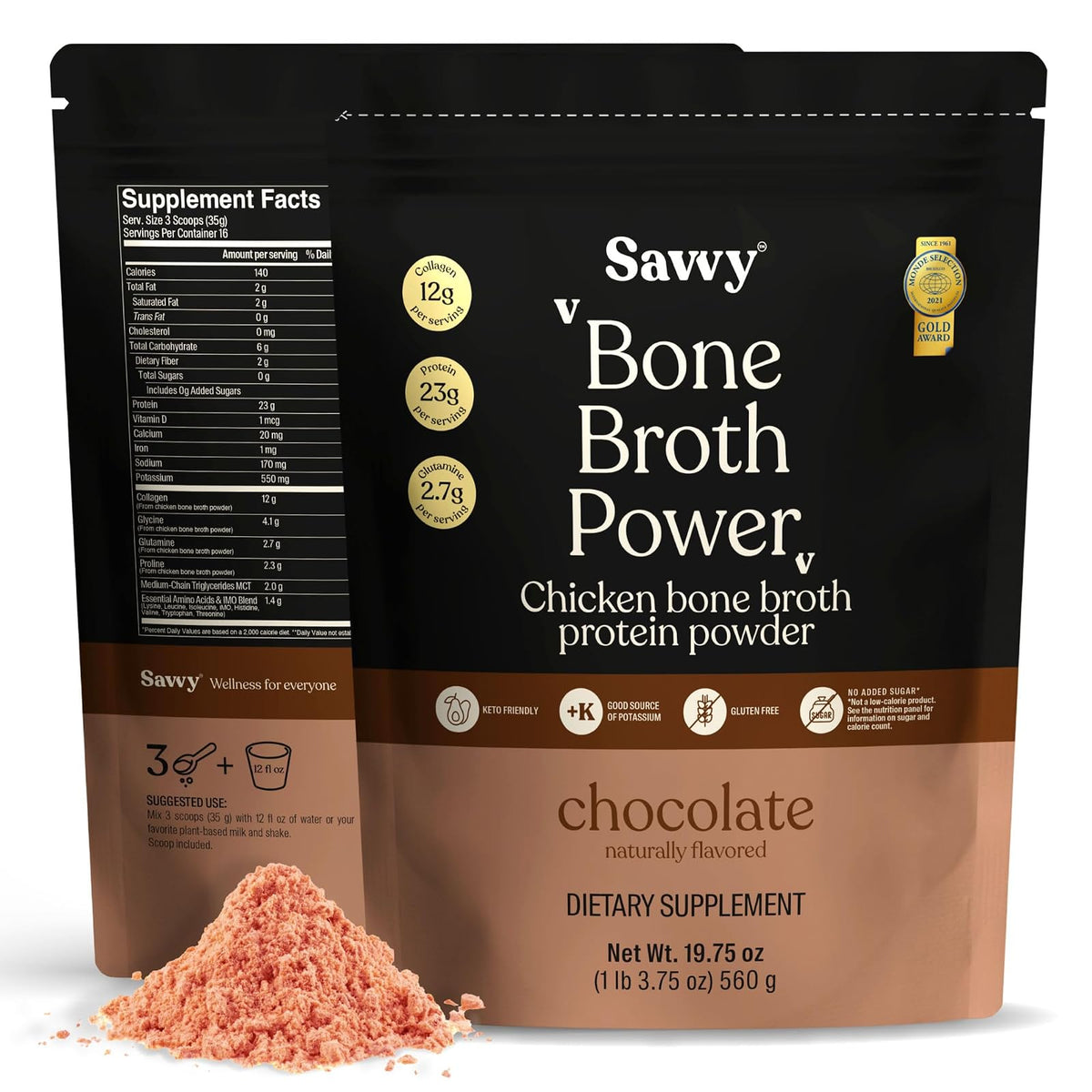 chocolate flavored bone broth powder