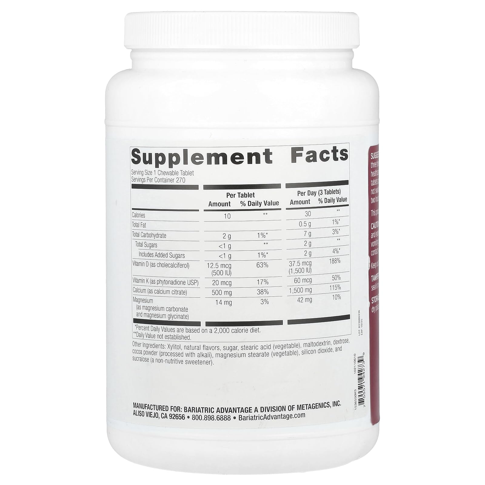 chocolate flavour calcium for bariatric patients