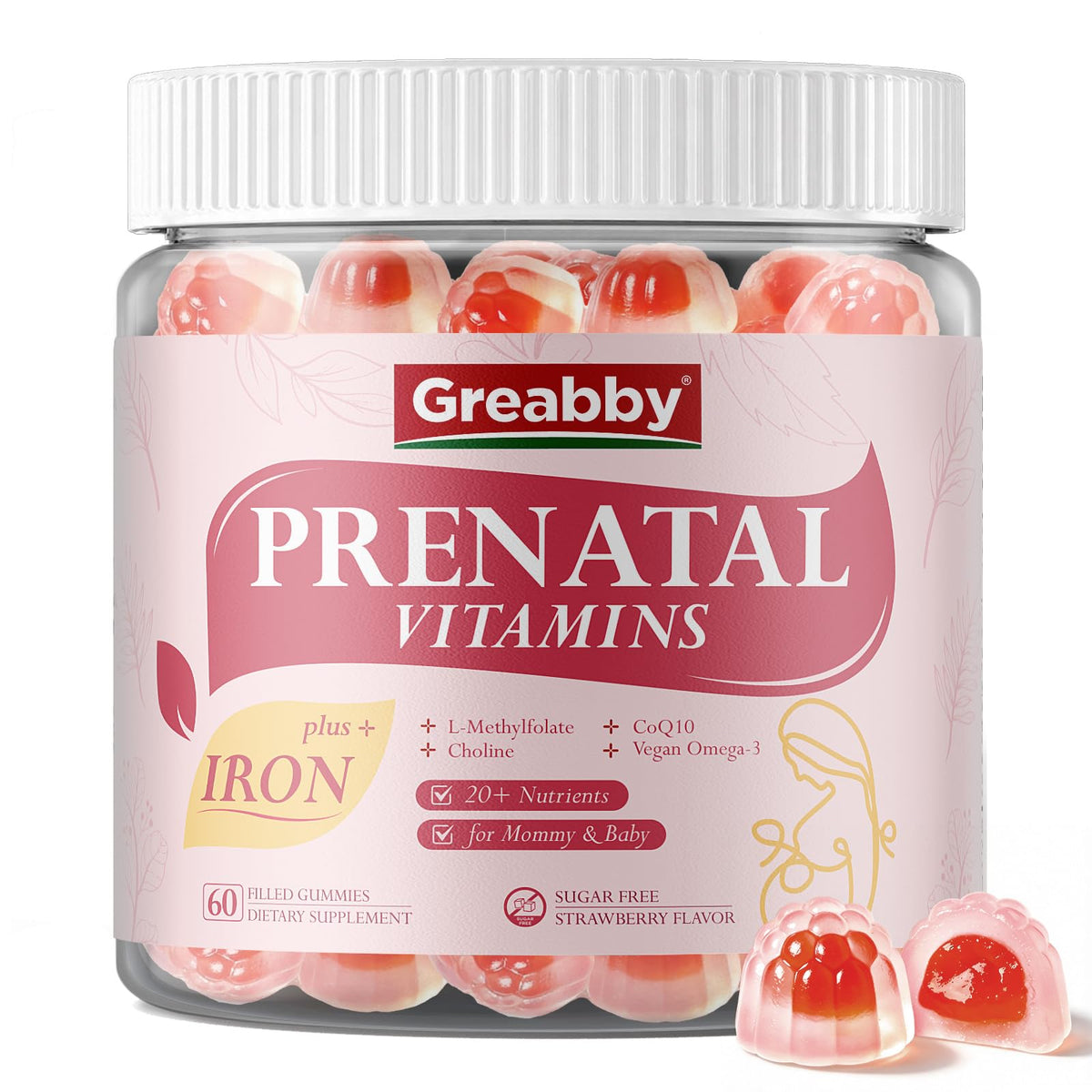 Choline prenatal gummies with iron