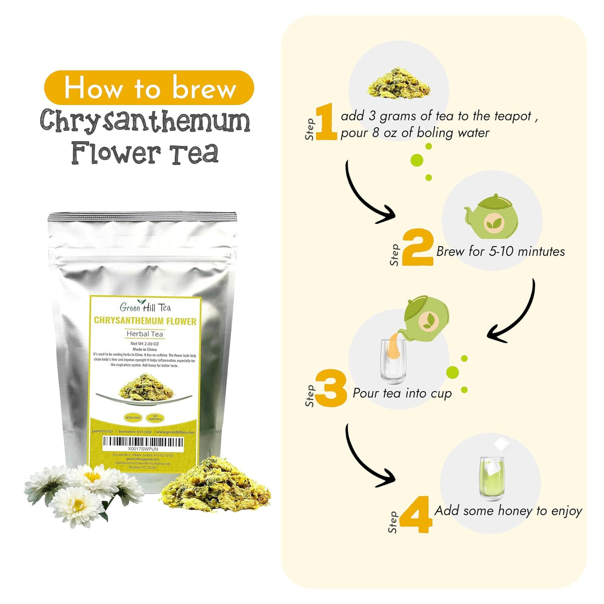 Chrysanthemum flower herbal tea blend