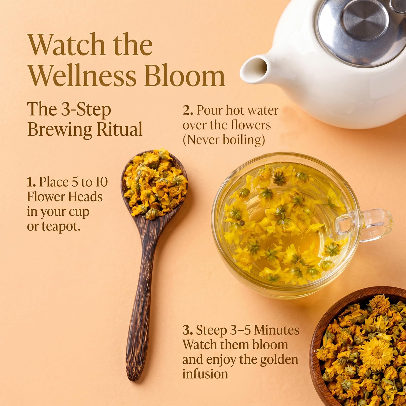 Chrysanthemum tea for soothing effects