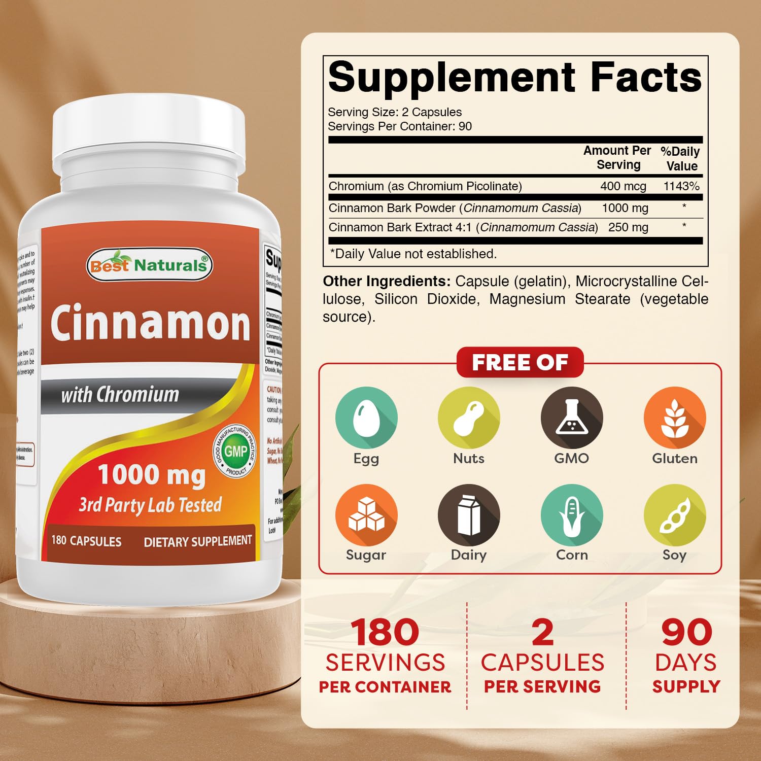 Cinnamon 2000 mg with chromium benefits