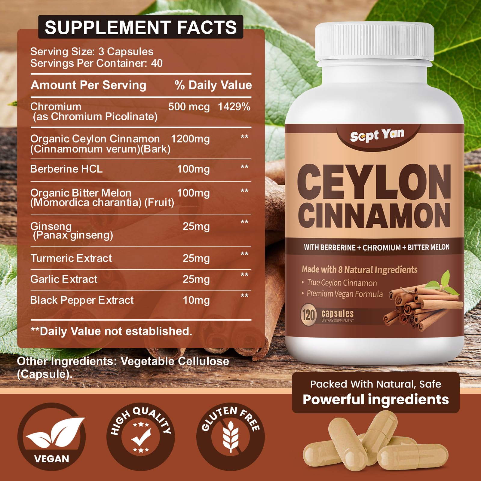 Cinnamon capsules for daily nutrition