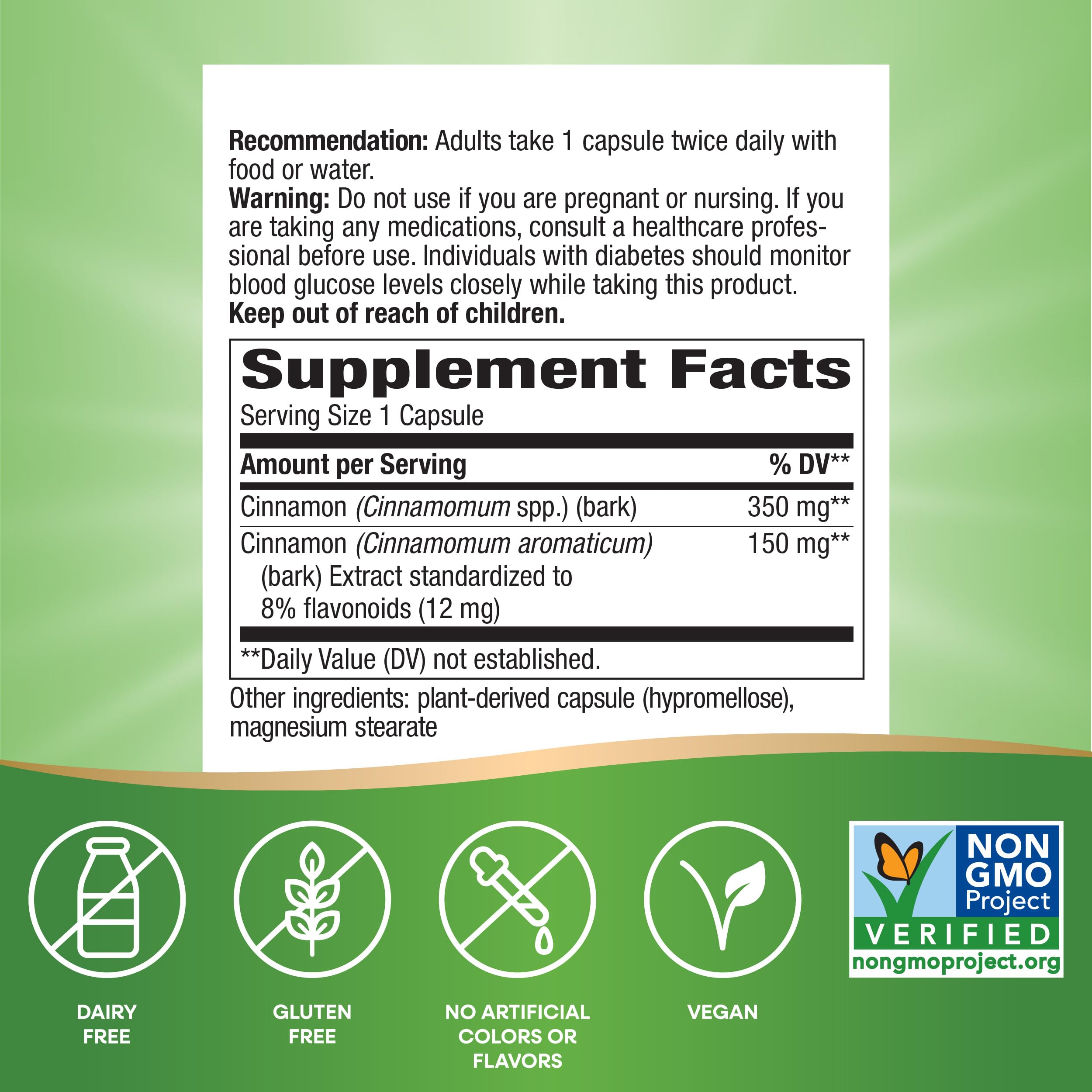 Cinnamon capsules with 8% flavonoids