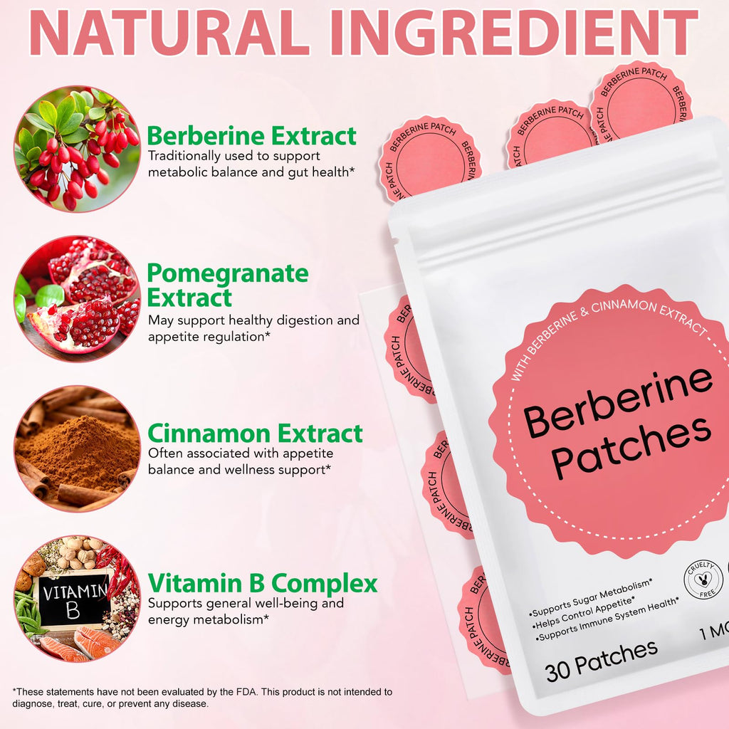 Cinnamon infused berberine skin patches