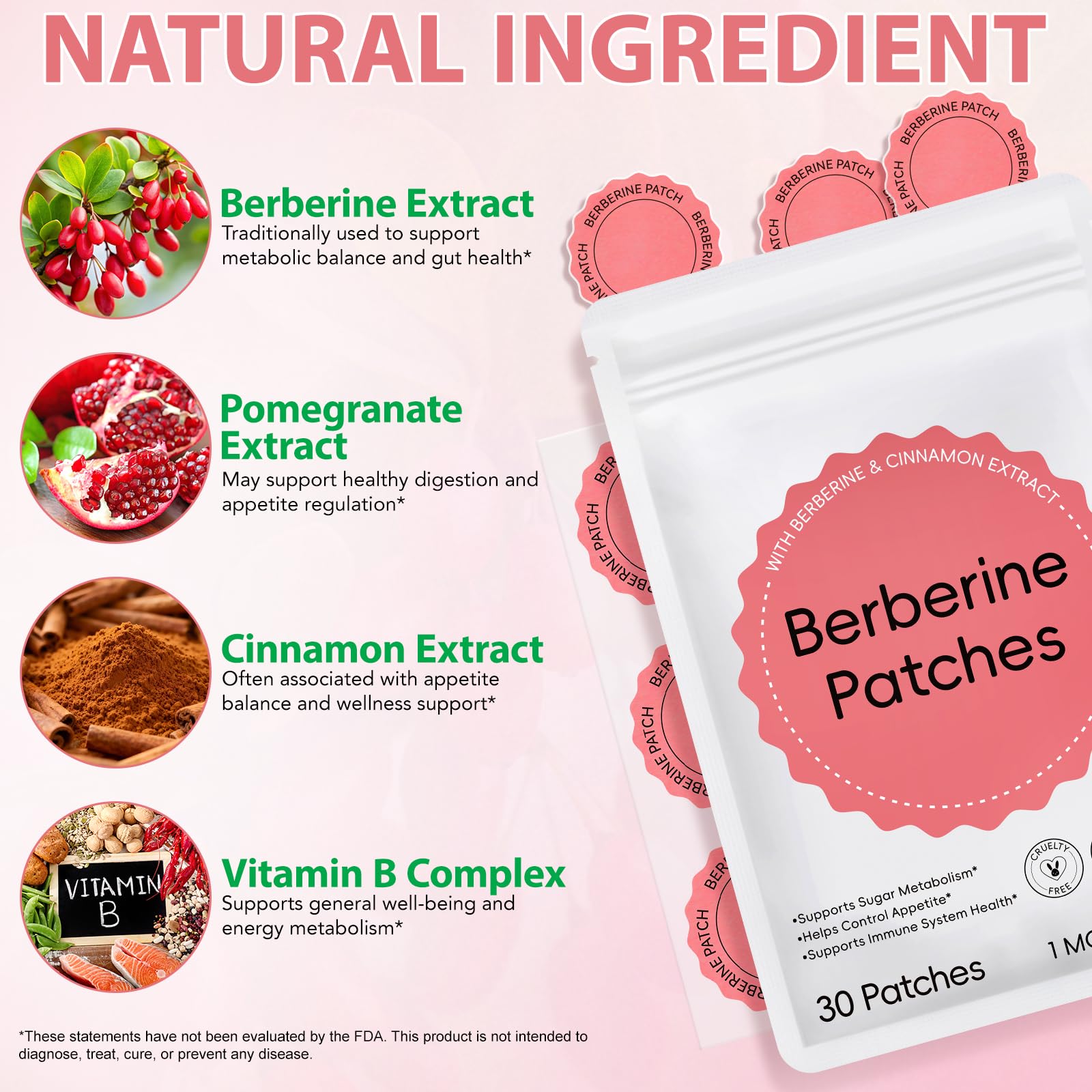Cinnamon infused berberine skin patches