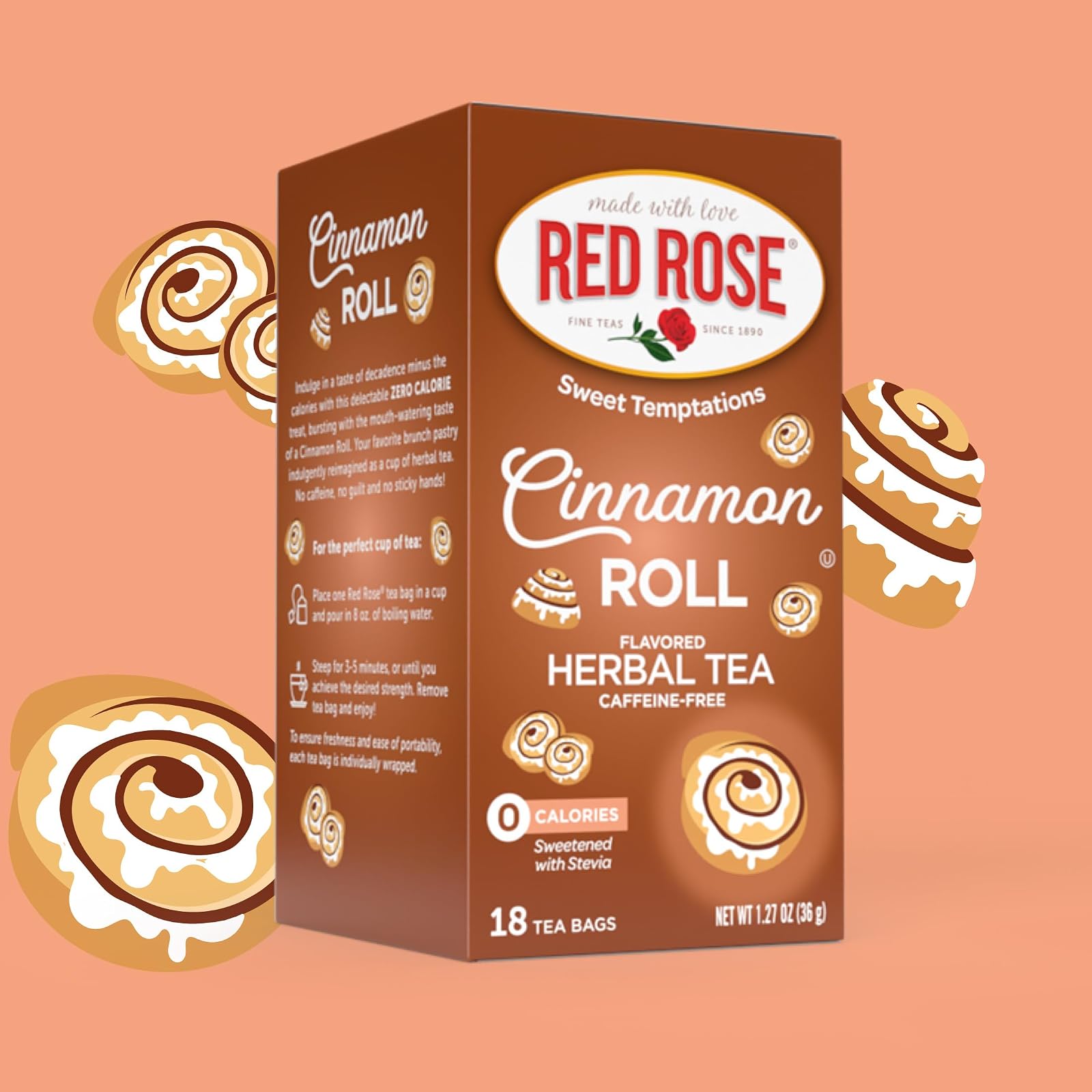 Cinnamon roll herbal tea bags