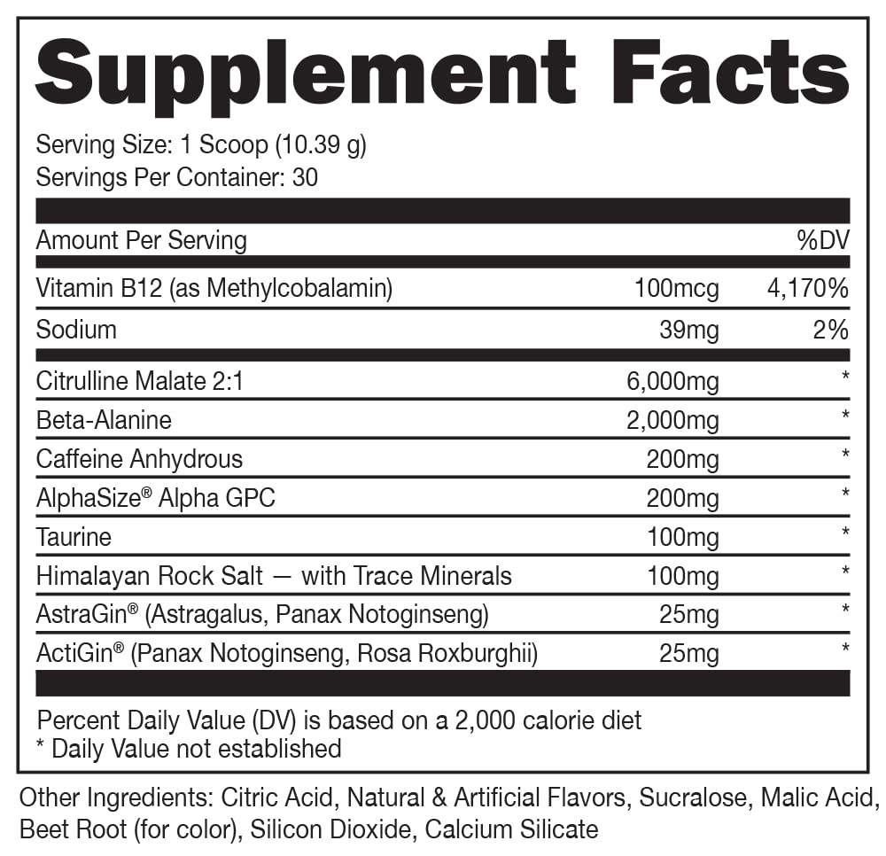 Citrulline enhanced pre-workout formula