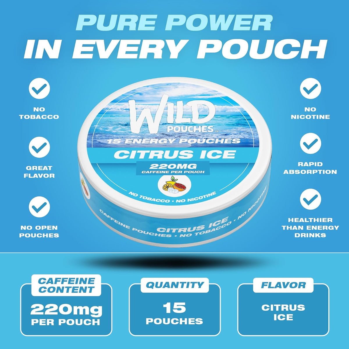 Citrus ice flavour caffeine pouches