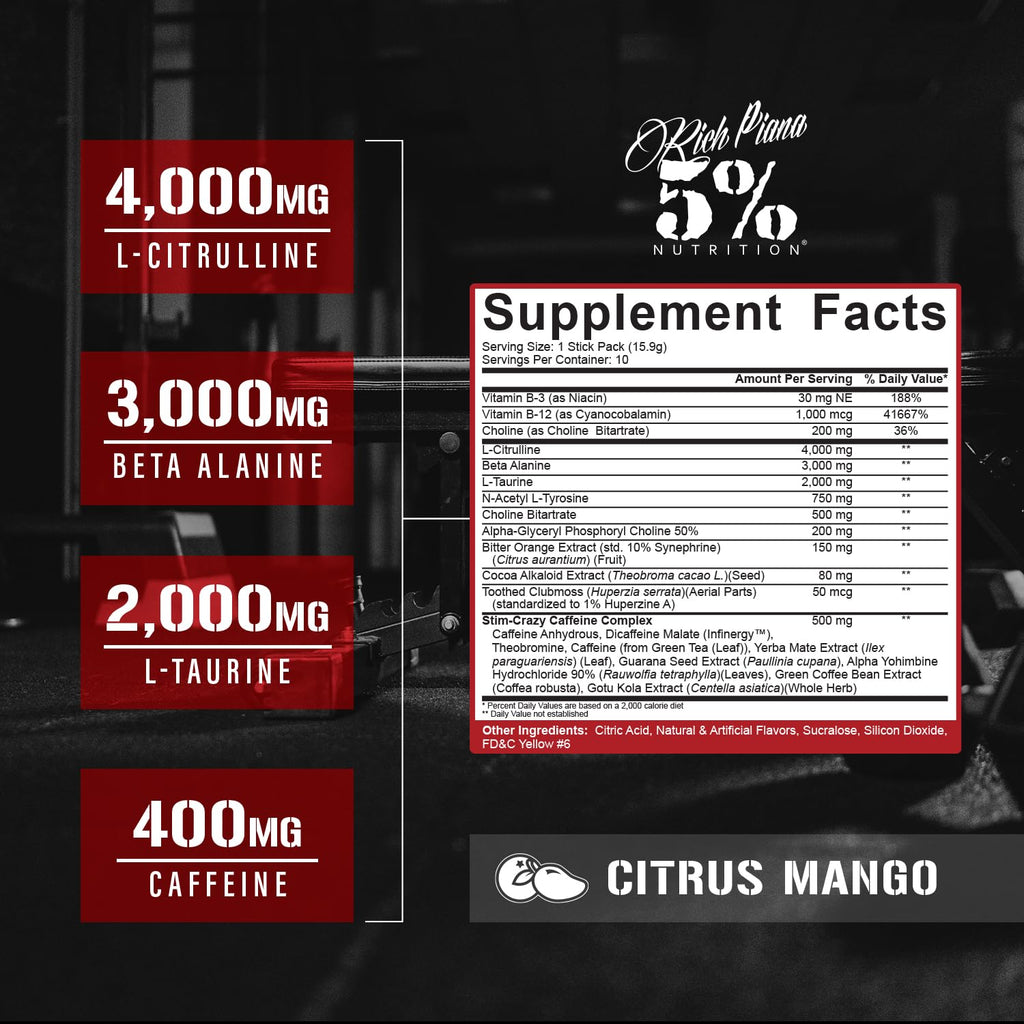 Citrus mango flavour pre-workout energy