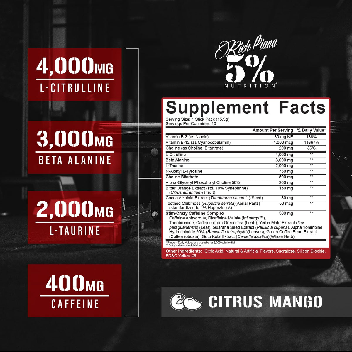 Citrus mango flavour pre-workout energy