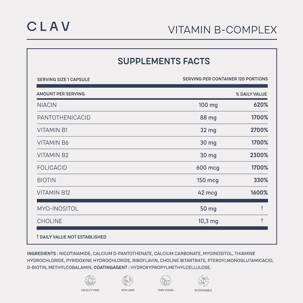 CLAV vitamin b complex with 120 capsules