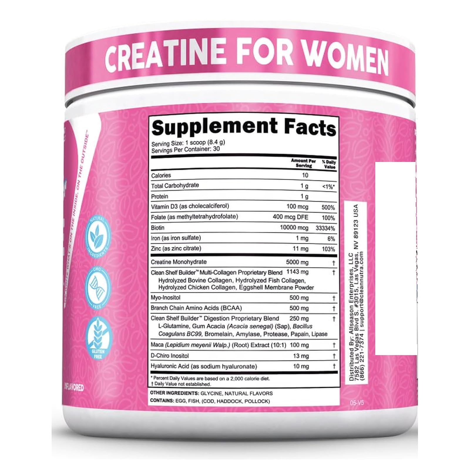 Clean Nutra creatine 30 servings container