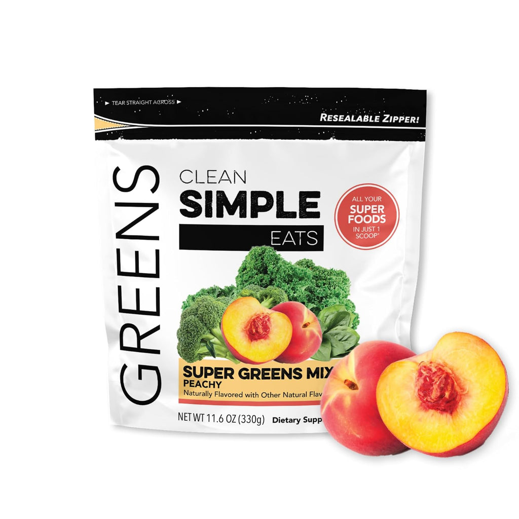 Clean Simple Eats peachy greens powder