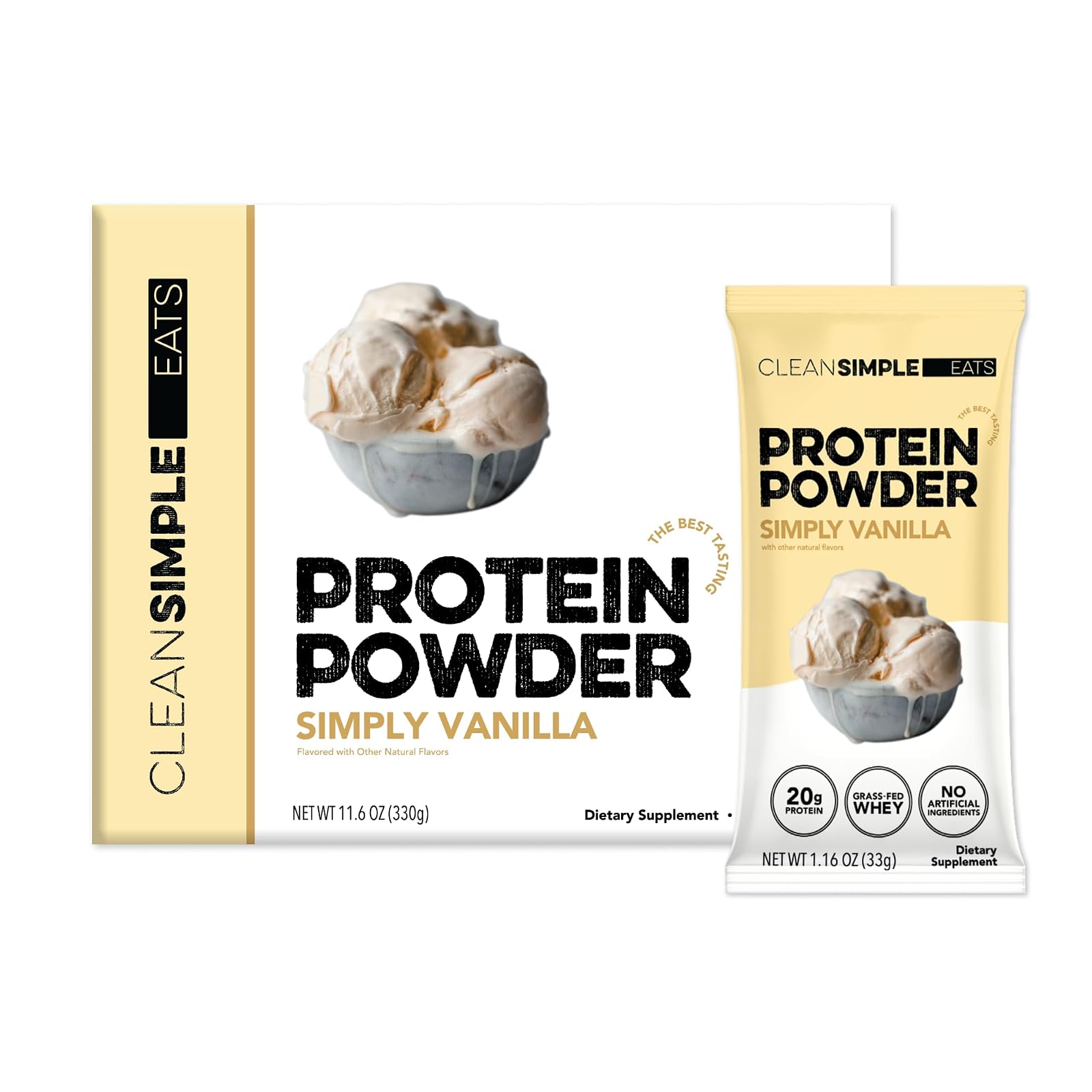 Clean Simple Eats whey protein stick packs