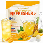 Clear protein refresher powder for workouts