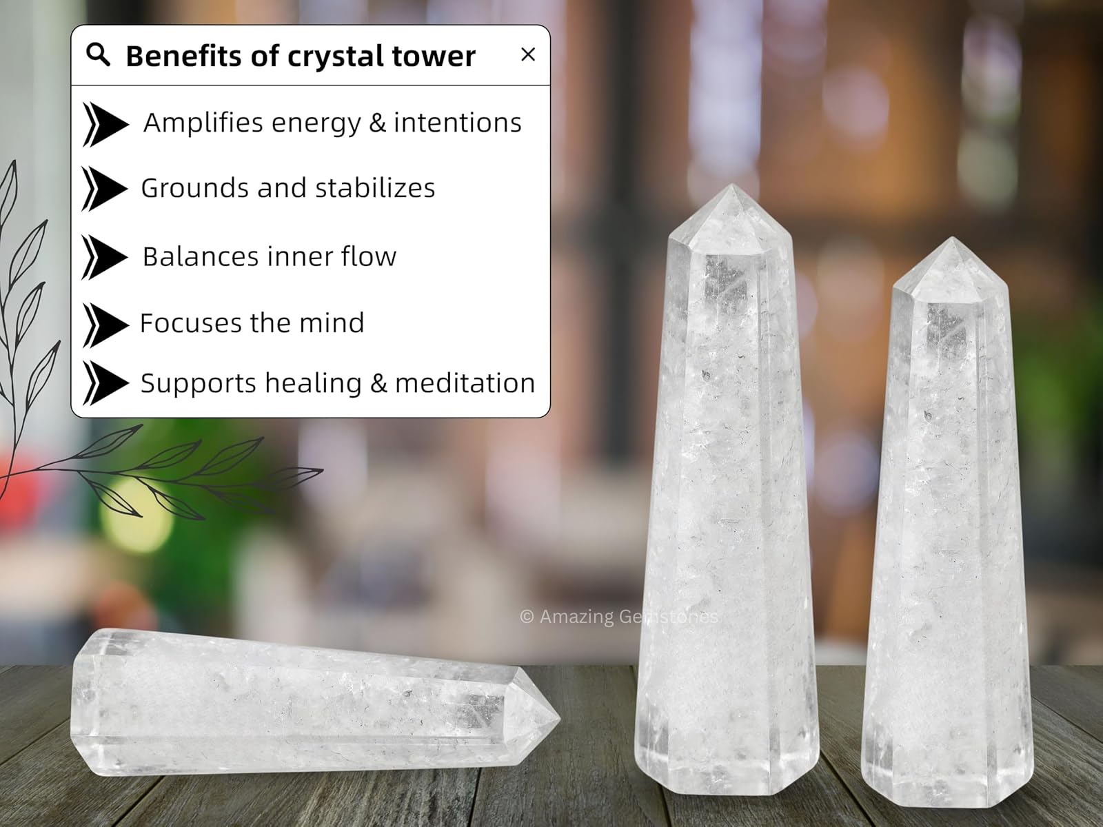clear quartz tower for home decor
