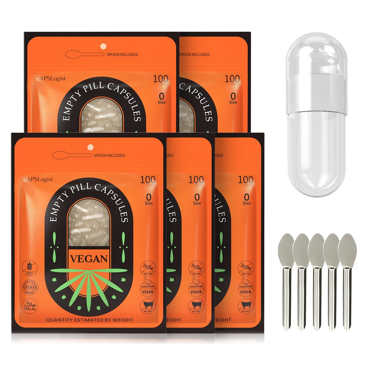 Clear Size 0 vegan capsules for supplements