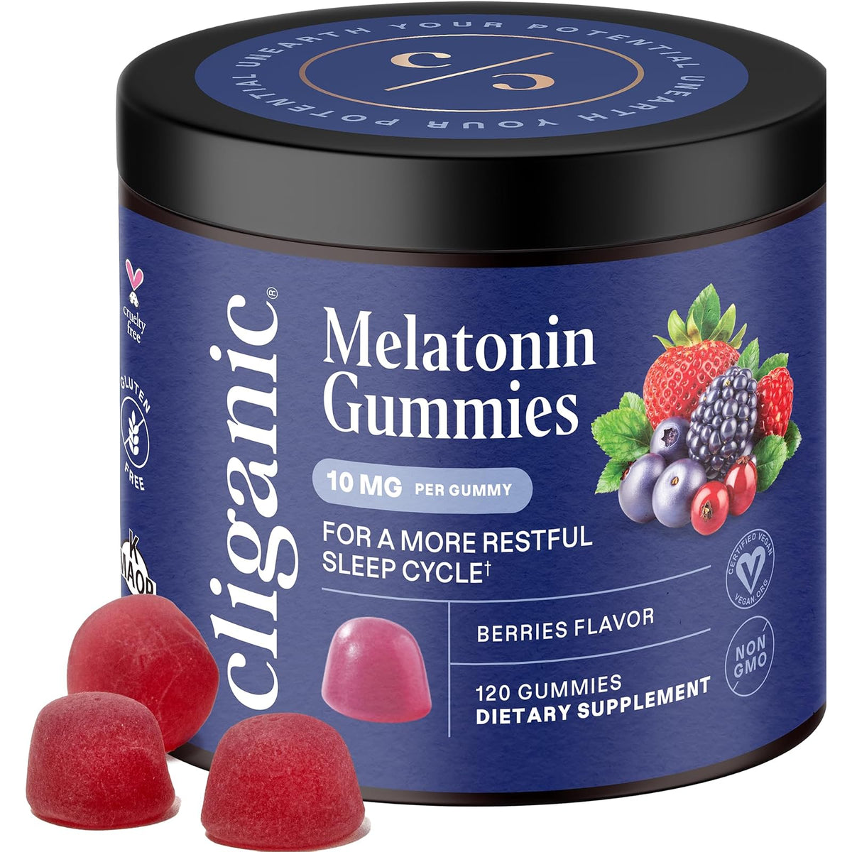 Cliganic melatonin gummies for restful sleep