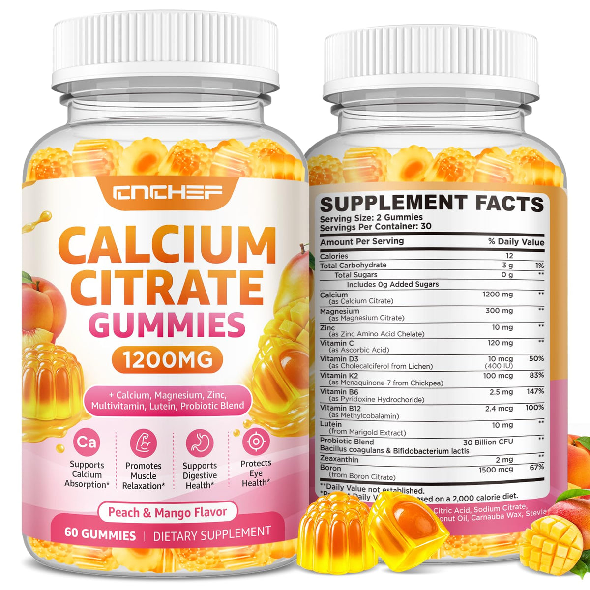 CNCHEF calcium gummies for strong bones