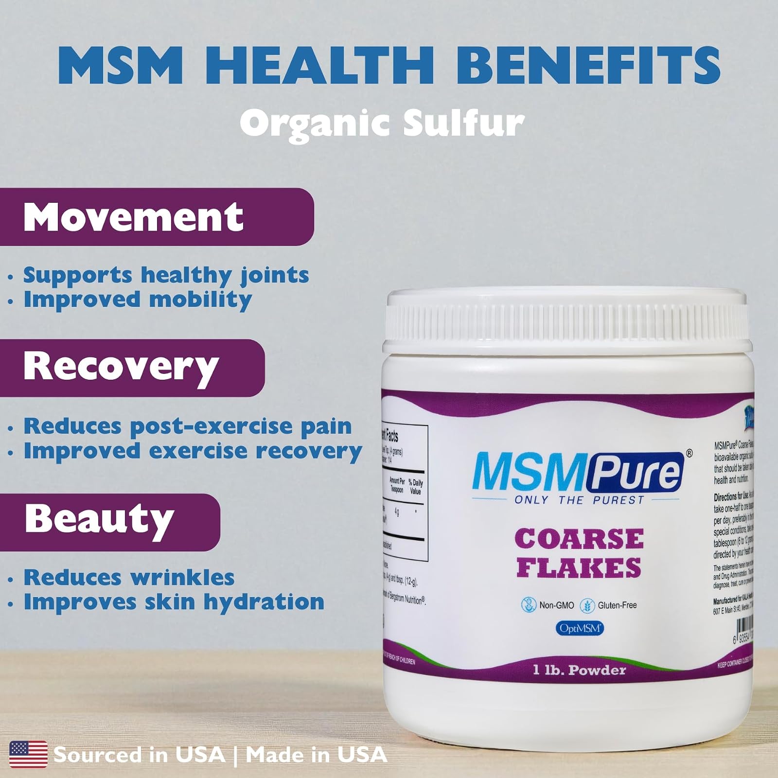 coarse flakes MSM powder supplement