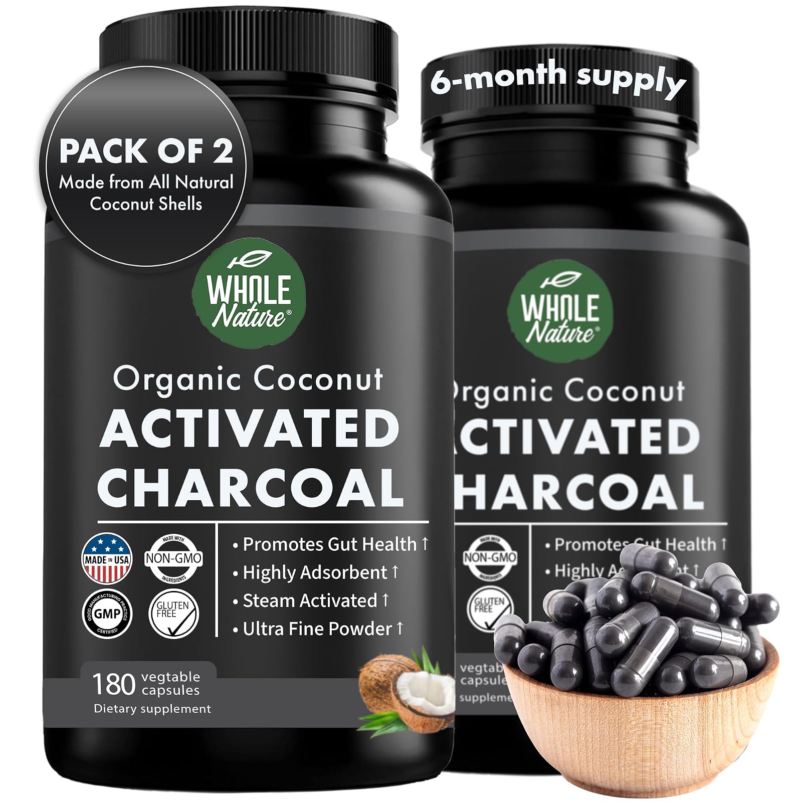 Coconut activated charcoal capsules