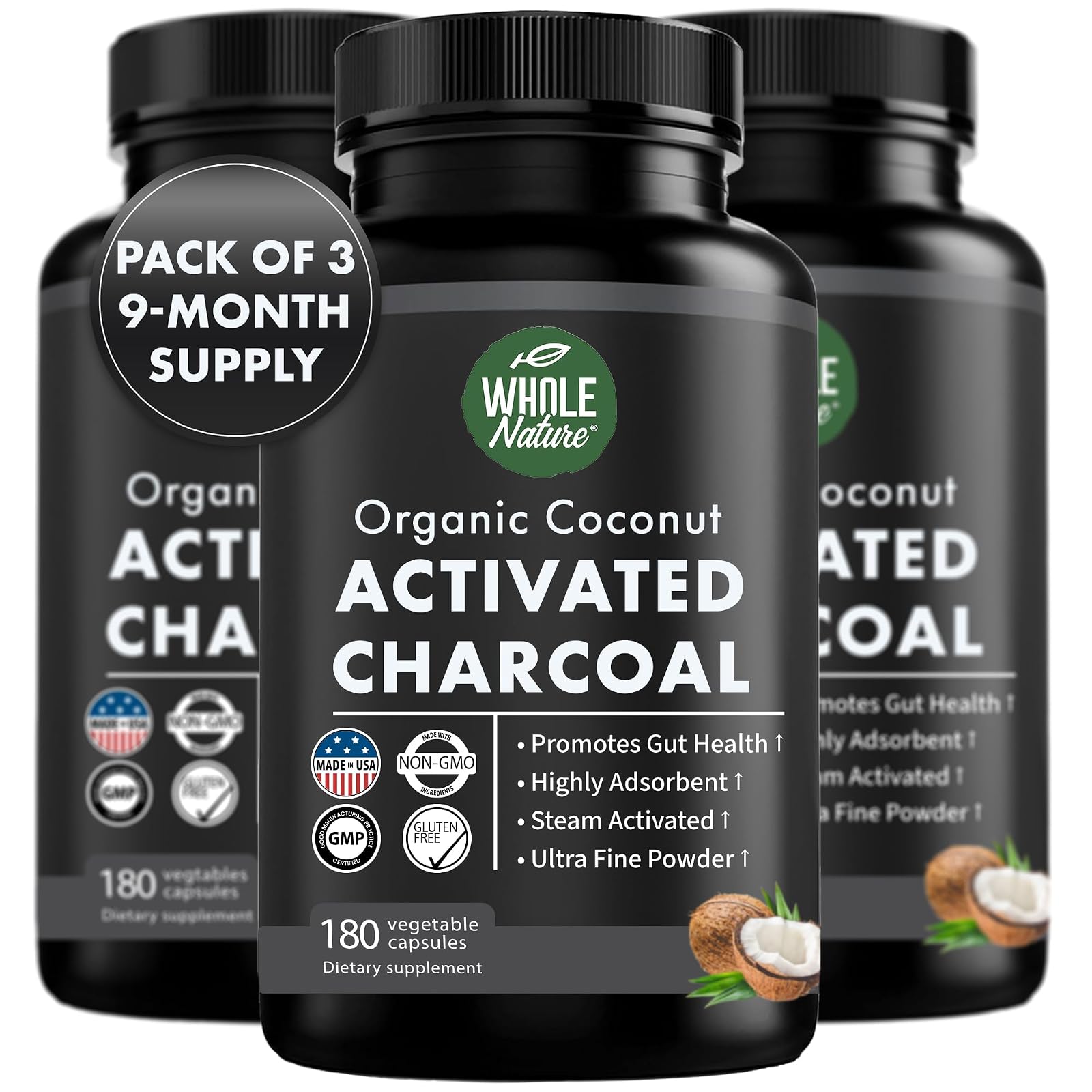Coconut activated charcoal capsules